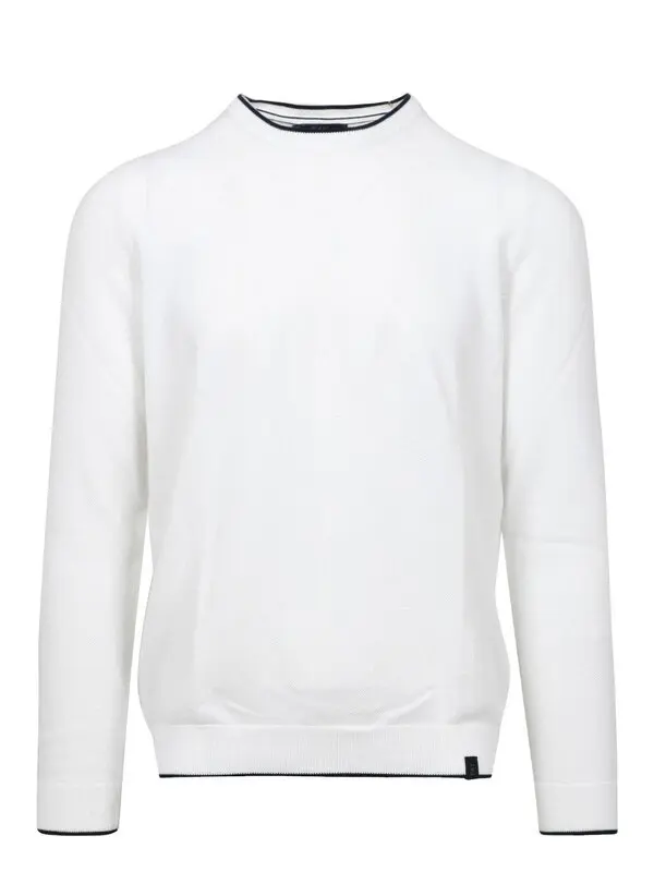 FAY Sweater - Bianco+blu Navy