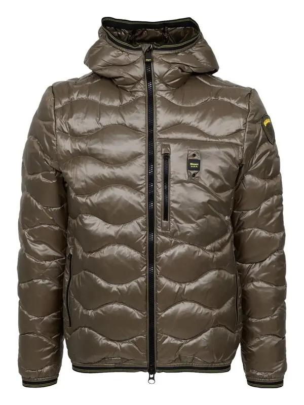 BLAUER. Down Filled Quilted Jacket - Verde Marrone