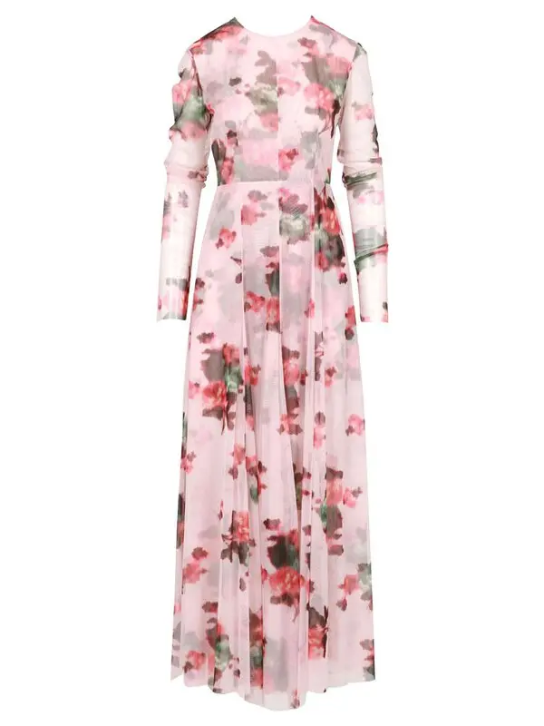 PHILOSOPHY BY LORENZO SERAFINI Printed Tulle Maxi Dress - Pink