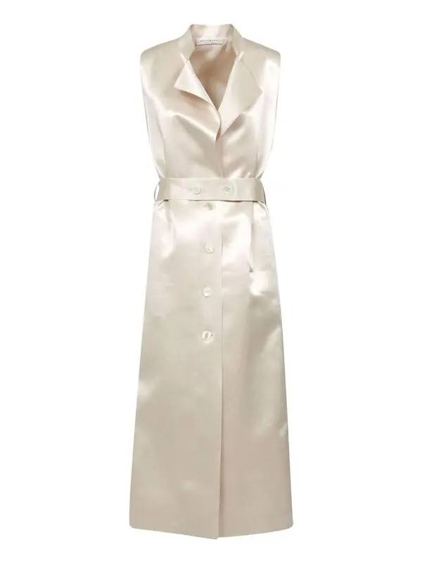 PHILOSOPHY BY LORENZO SERAFINI Sleeveless Trench Coat With Belt - Ivory