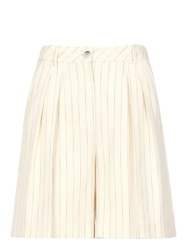 SIMONA CORSELLINI Pinstriped Wide-leg Shorts - Sabbia+nero