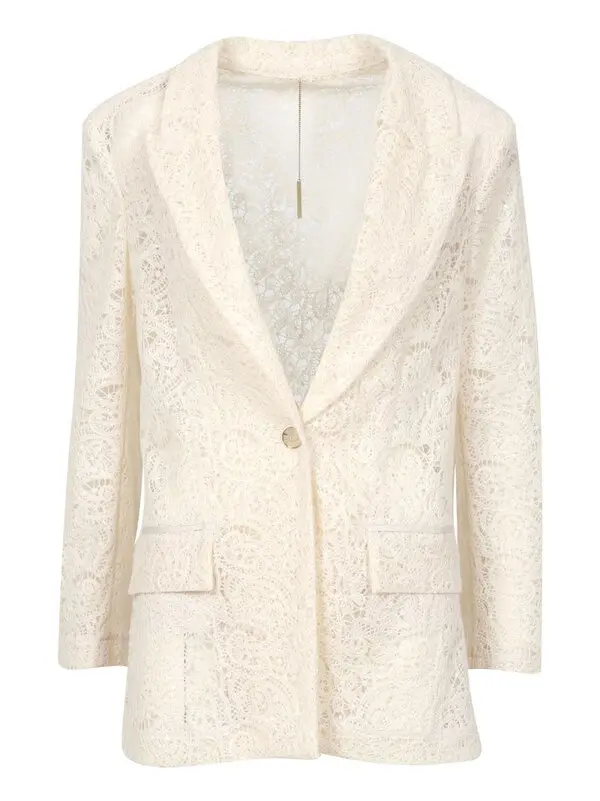 SIMONA CORSELLINI Embroidered Lace Blazer - Beige