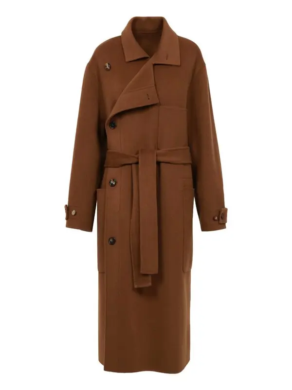 PHILOSOPHY BY LORENZO SERAFINI Belted Wool-blend Overcoat - Brown