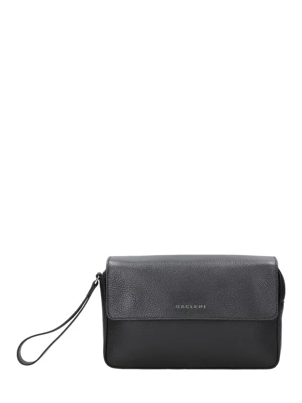 ORTIGNI Grained Leather Wristlet - Black