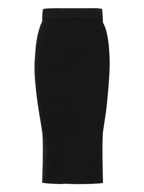 KAOS Ribbed Viscose Blend Skirt - Black