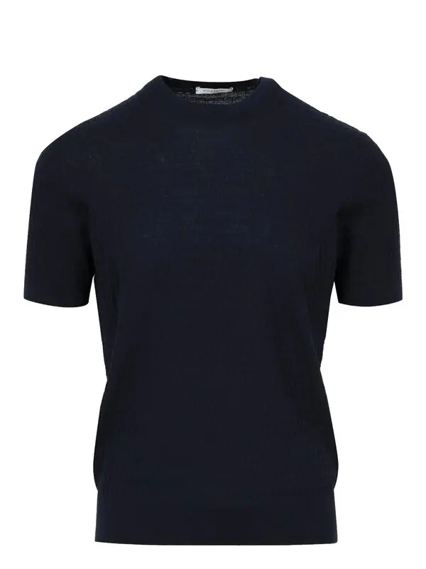 PAOLO PECORA Cotton Knit Top - Blue