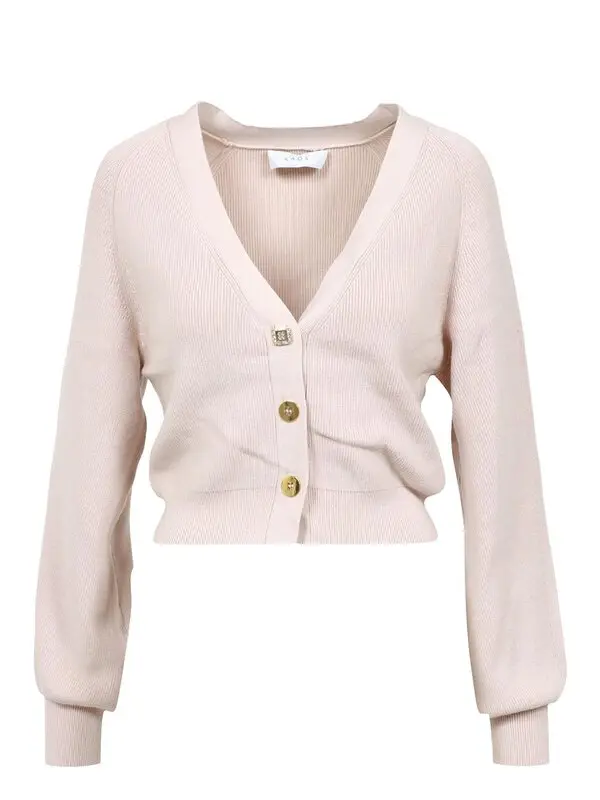 KAOS Viscose Blend V-neck Cardigan - Powder