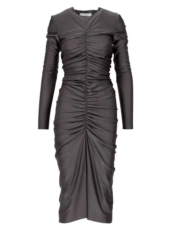 PHILOSOPHY BY LORENZO SERAFINI Draped Jersey Dress - Grigio Antracite