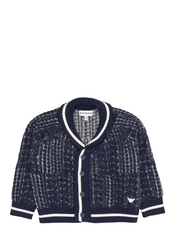 Emporio Armani Cotton-knit Cardigan - Blue
