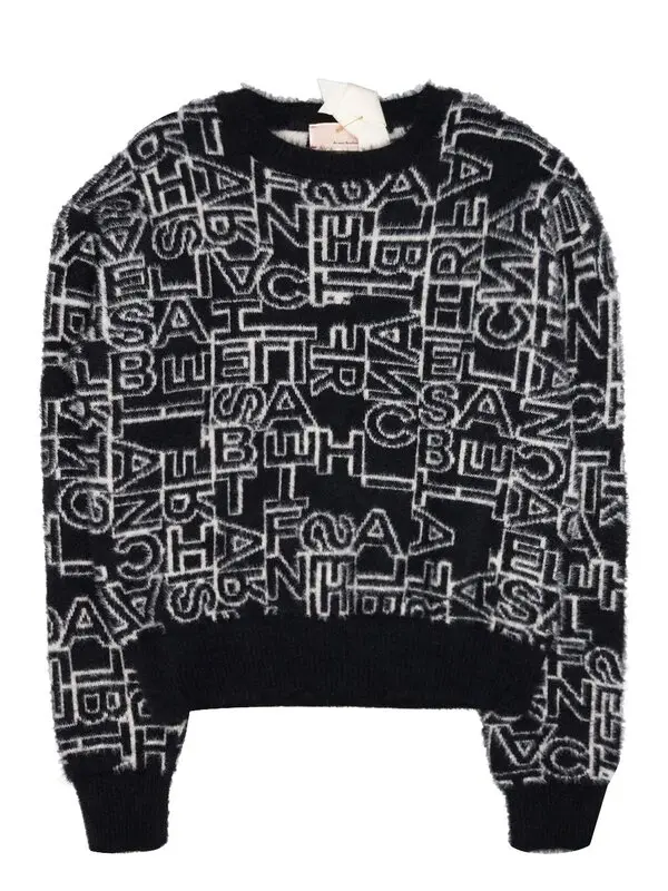 Elisabetta Franchi Jacquard Lettering Sweater - Nero+burro