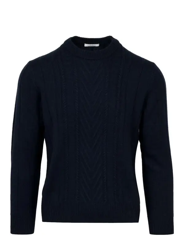 PAOLO PECORA Merino Wool Crew Neck Sweater - Blue