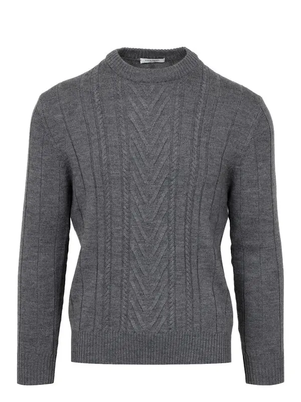 PAOLO PECORA Merino Wool Sweater With Braid Pattern - Grigio Medio