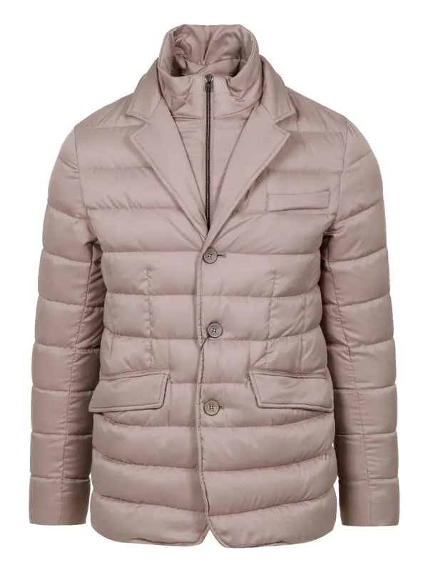 Herno Single-breasted Quilted Down Jacket - Dove Grey