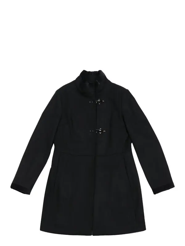 FAY Coat With Velvet Piping - Black