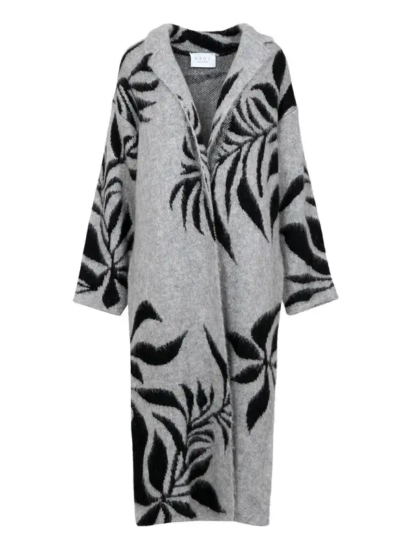 KAOS Jacquard Patterned Wool Robe - Grey