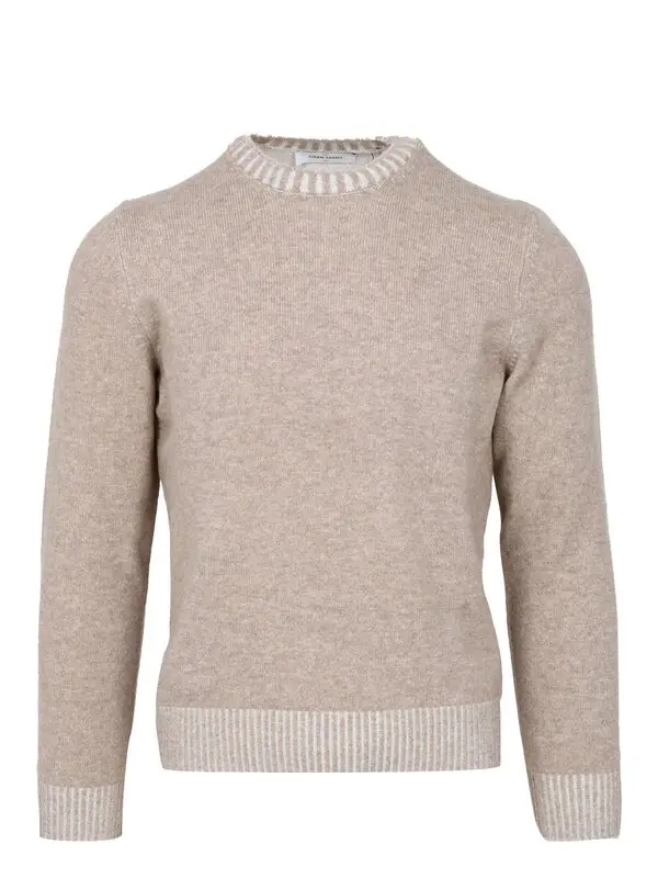 GRAN SASSO Regular Fit Crew Neck Sweater - Beige+sabbia