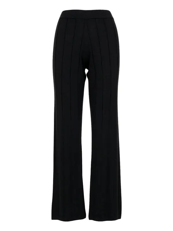 GRAN SASSO Wide Leg Merino Wool Trousers - Black