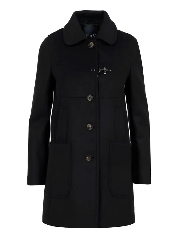 FAY Wool And Cashmere Blend Single-breasted Coat - Black