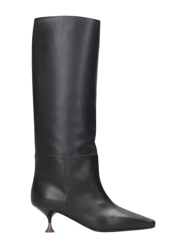 3JUIN Calf Leather Knee High Boots - Black