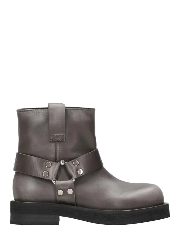 3JUIN Leather Ankle Boots - Grey