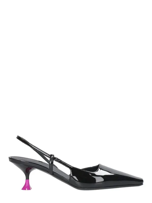 3JUIN Patent Leather Slingback Heels - Black