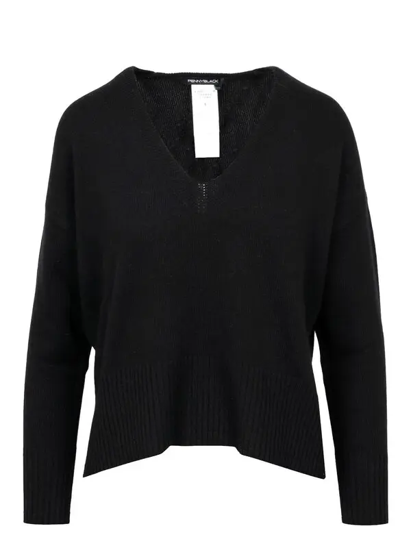 PENNY BLACK Striped Wool And Cashmere Sweater - Black