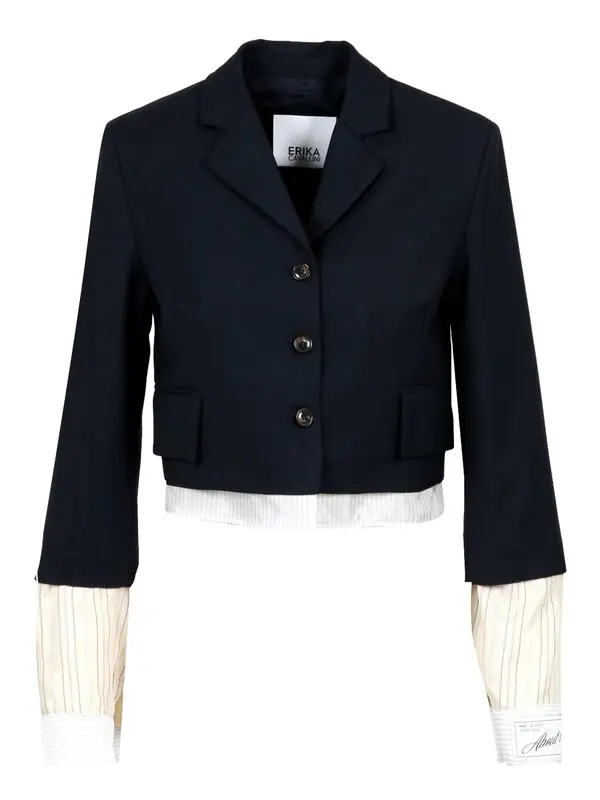 Erika Cavallini Wool Boxy Jacket - Blue