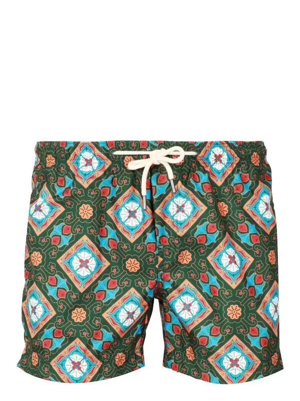PENINSULA SWIMWEAR Printed Swim Trunks - Verde+arancio