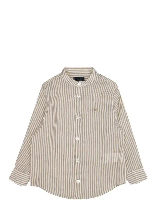 FAY Striped Cotton Shirt - Avorio+beige