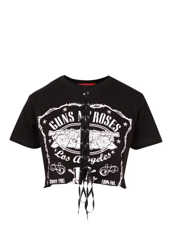 ANIYE BY Guns N' Roses Print Crop Top - Black