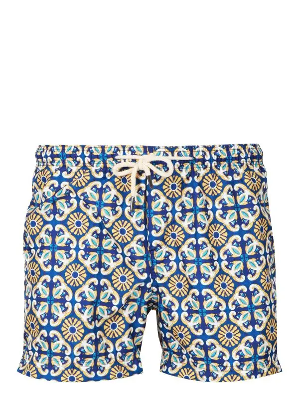 PENINSULA SWIMWEAR Printed Swim Trunks - Blu+giallo