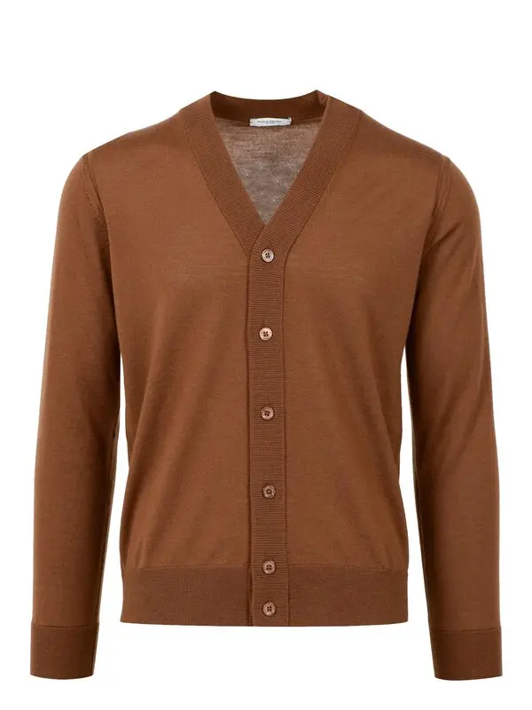 PAOLO PECORA Wool V-neck Sweater - Brown