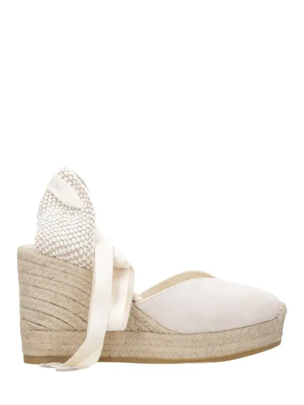 ESPADRILLES Ankle Lace Wedges - Beige