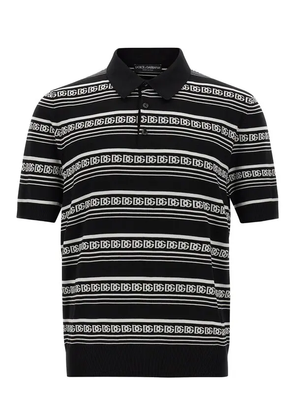 Dolce & Gabbana Knitted Polo Shirt - White/black