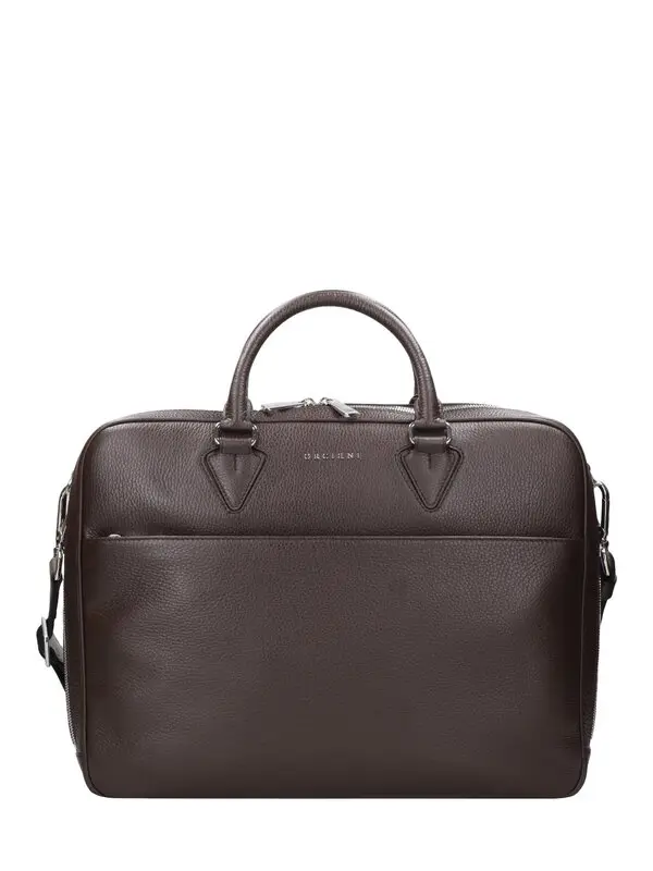 ORTIGNI Leather Briefcase With Adjustable Shoulder Strap - Ebony