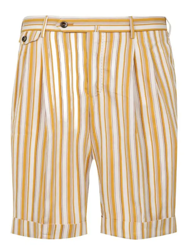 PT TORINO Striped Cotton Shorts - Ochre