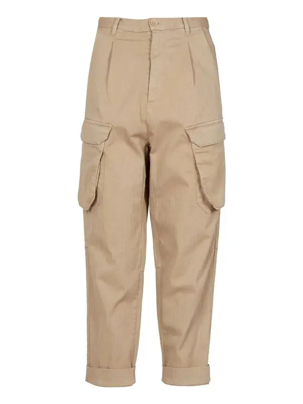 SEMICOUTURE High Waisted Cotton Trousers - Brown