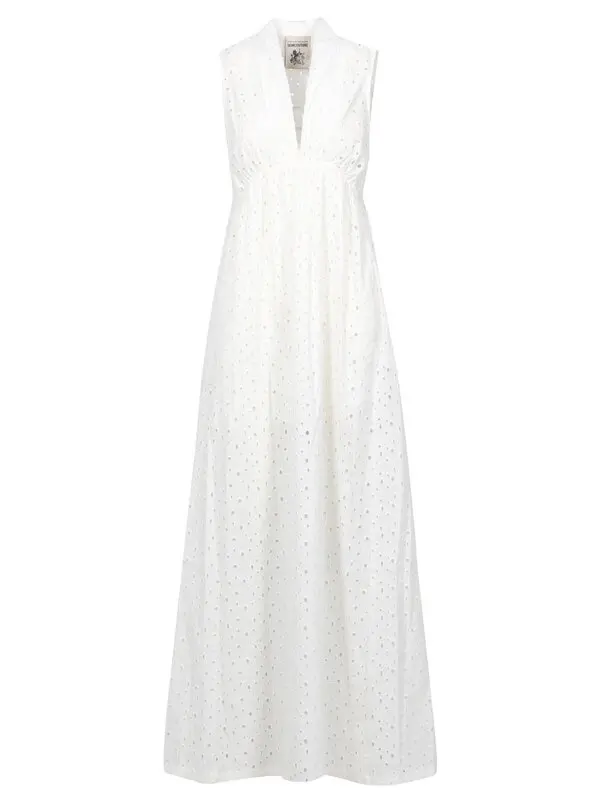 SEMICOUTURE Sleeveless Crochet Dress - White