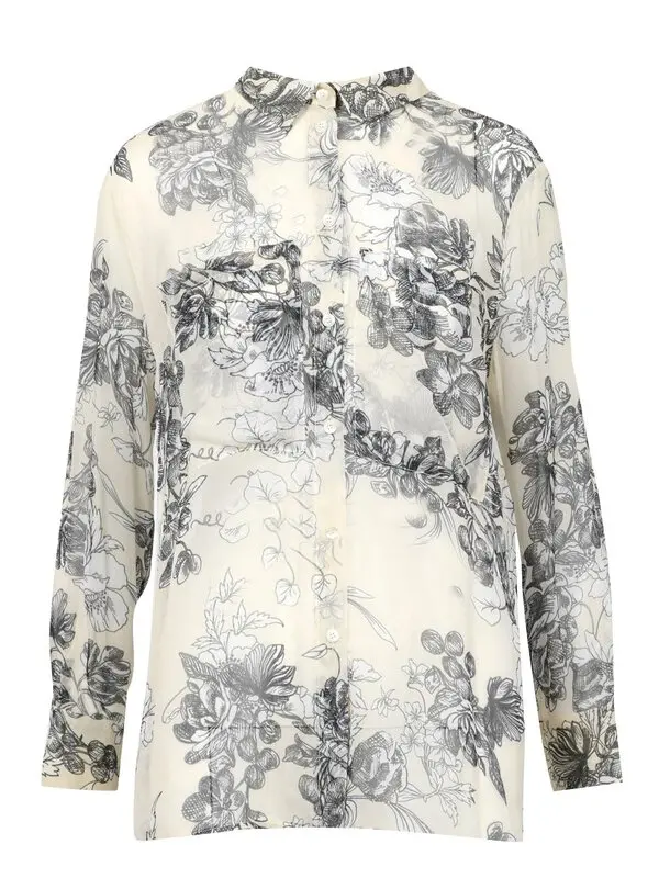 SEMICOUTURE Printed Viscose Shirt - Panna+nero