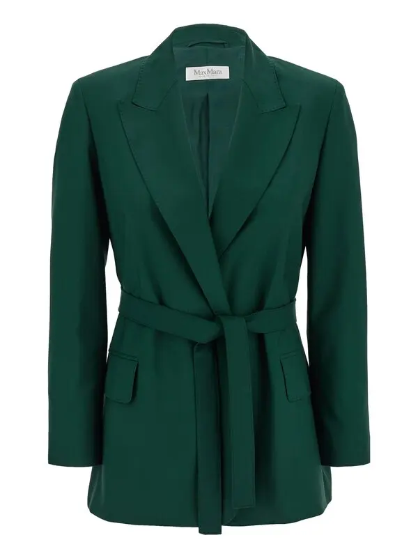 Max Mara Talento Pure Wool Canvas Blazer - Green