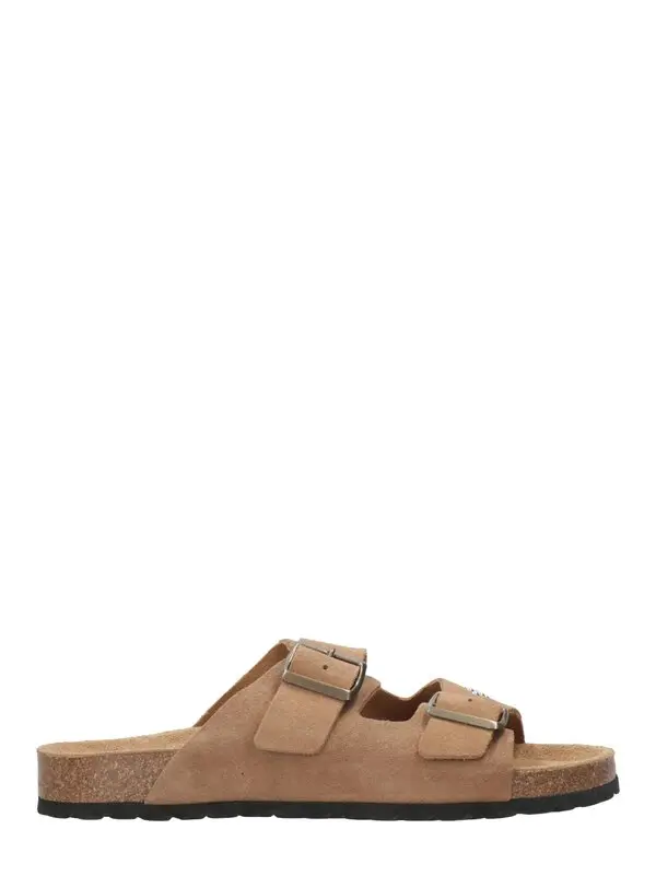 TAJI Double Strap Suede Sandals - Visone