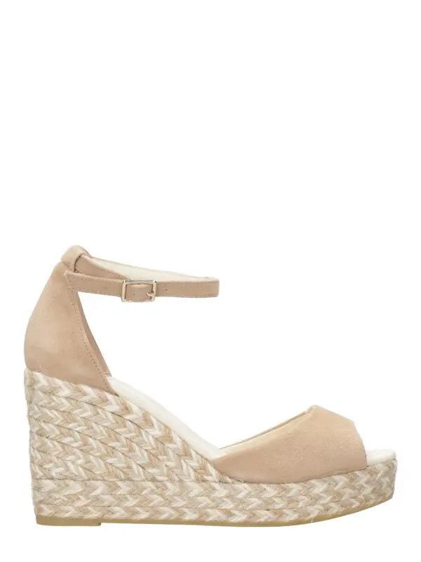 ESPADRILLES Suede Espadrille Wedges - Camel