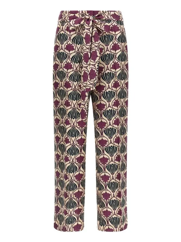 Max Mara Timec Printed Silk Trousers - Purple