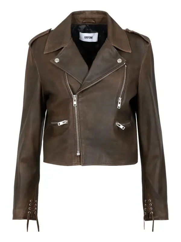 GRIFONI Leather Jacket - Brown
