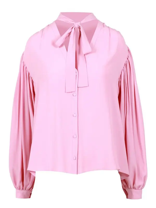 MSGM Acetate Shirt With Bow Detail - Pink