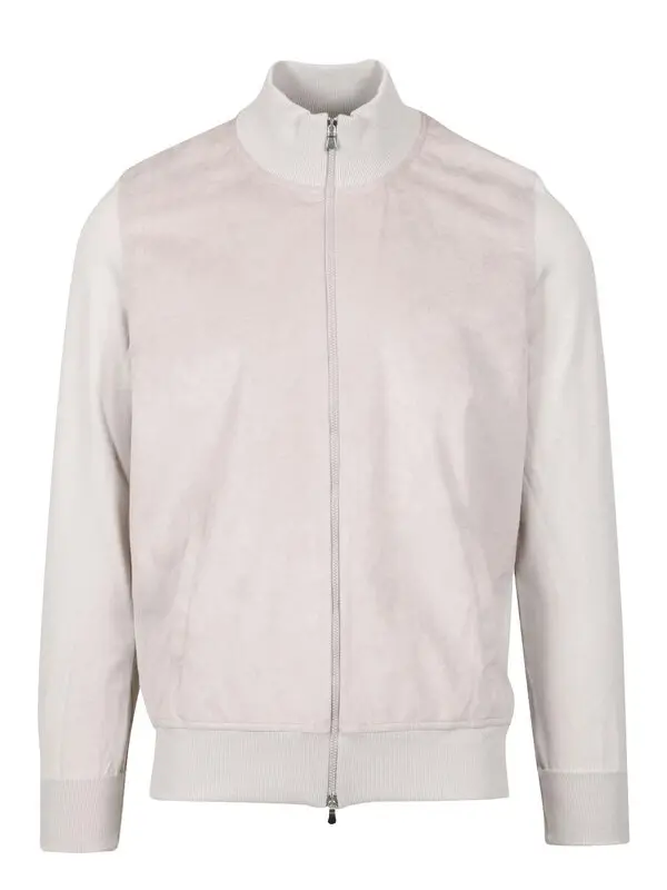 GRAN SASSO High Collar Zip-up Jacket - Dove Grey