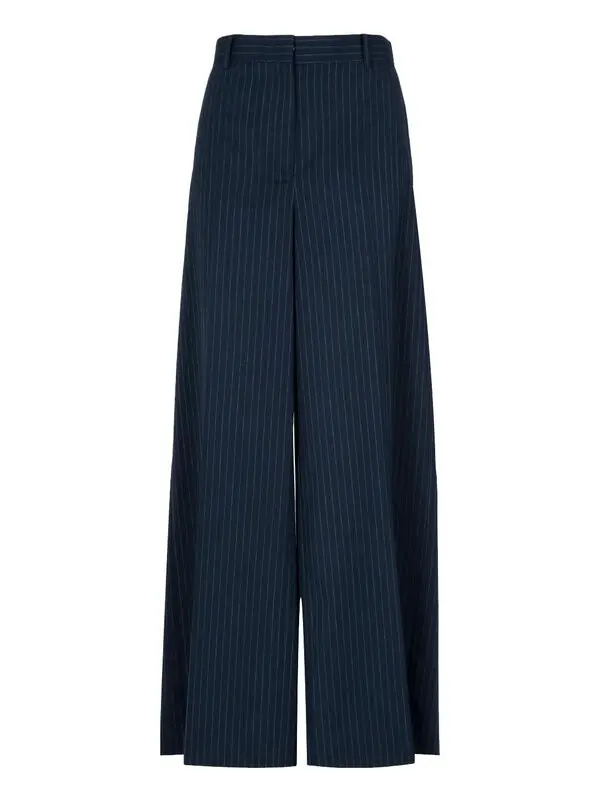 N°21 Wide Leg Trousers - Blu+grigio