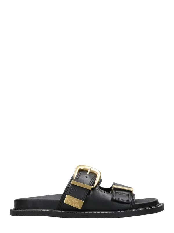 Steve Madden Leather Buckled Sandals - Black
