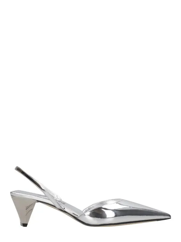 3JUIN Patent Leather Slingback Pumps - Silver