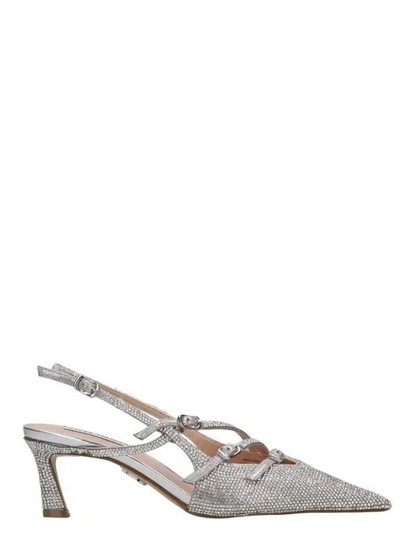 Steve Madden Crisscross Strap Rhinestone Pumps - Silver